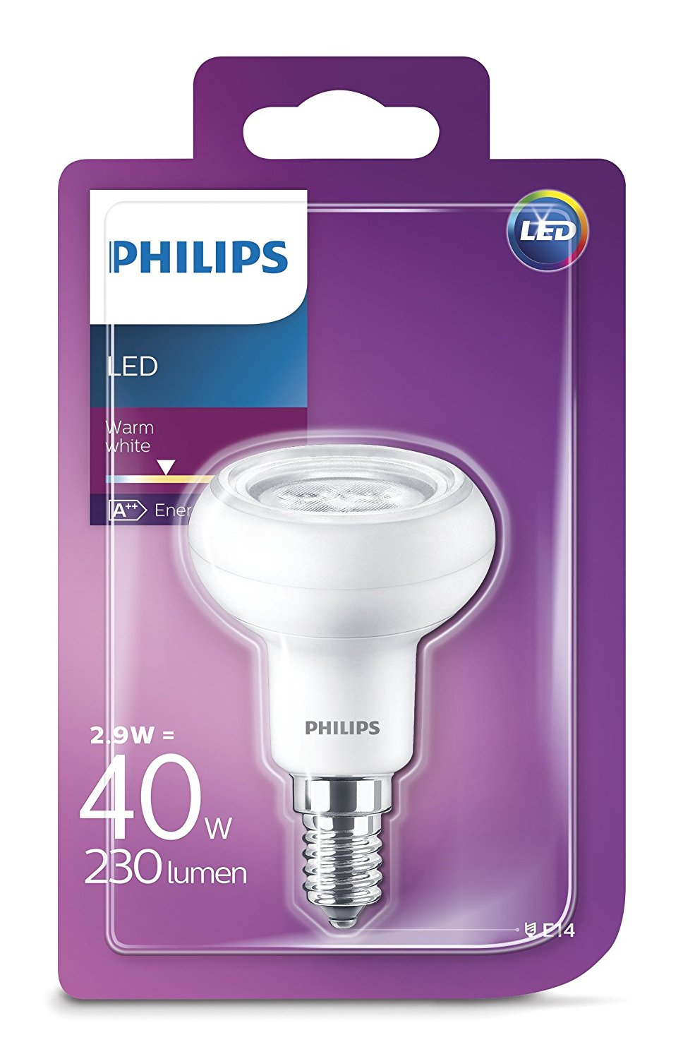 Philips LED Reflektor izzó 2.9W 230lm 2700K E14 - Meleg fehér - bevachip.hu