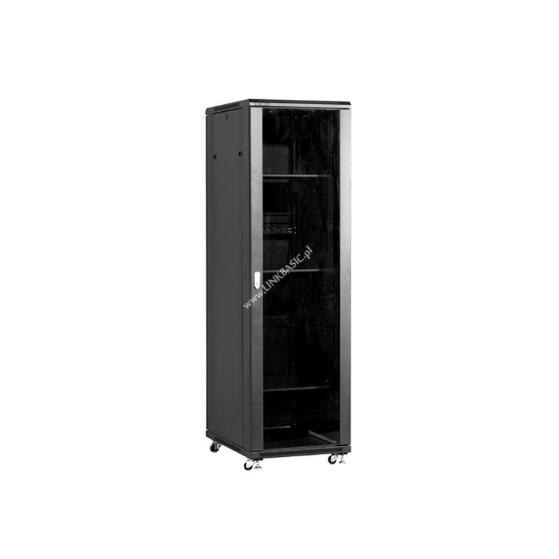 Linkbasic rack cabinet 19" 32U 600x1000mm black (smoky-gray glass front ...