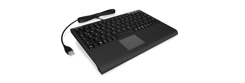 IcyBox KeySonic Mini keyboard, smart touchpad, USB 2.0, Black, DE ...