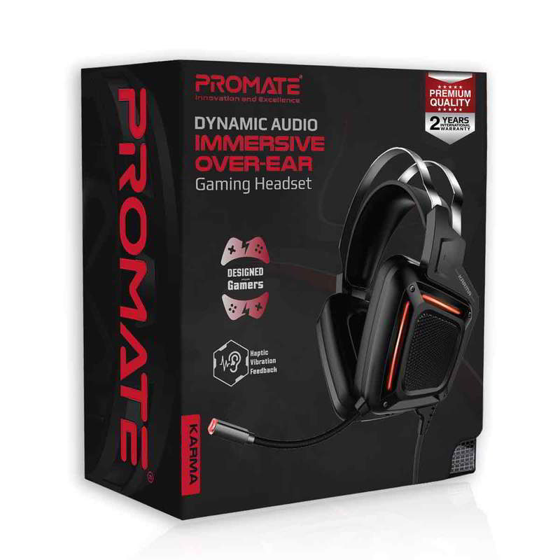 Promate Karma Dynamic Audio Immersive Over-Ear Wired Gaming Headset ...
