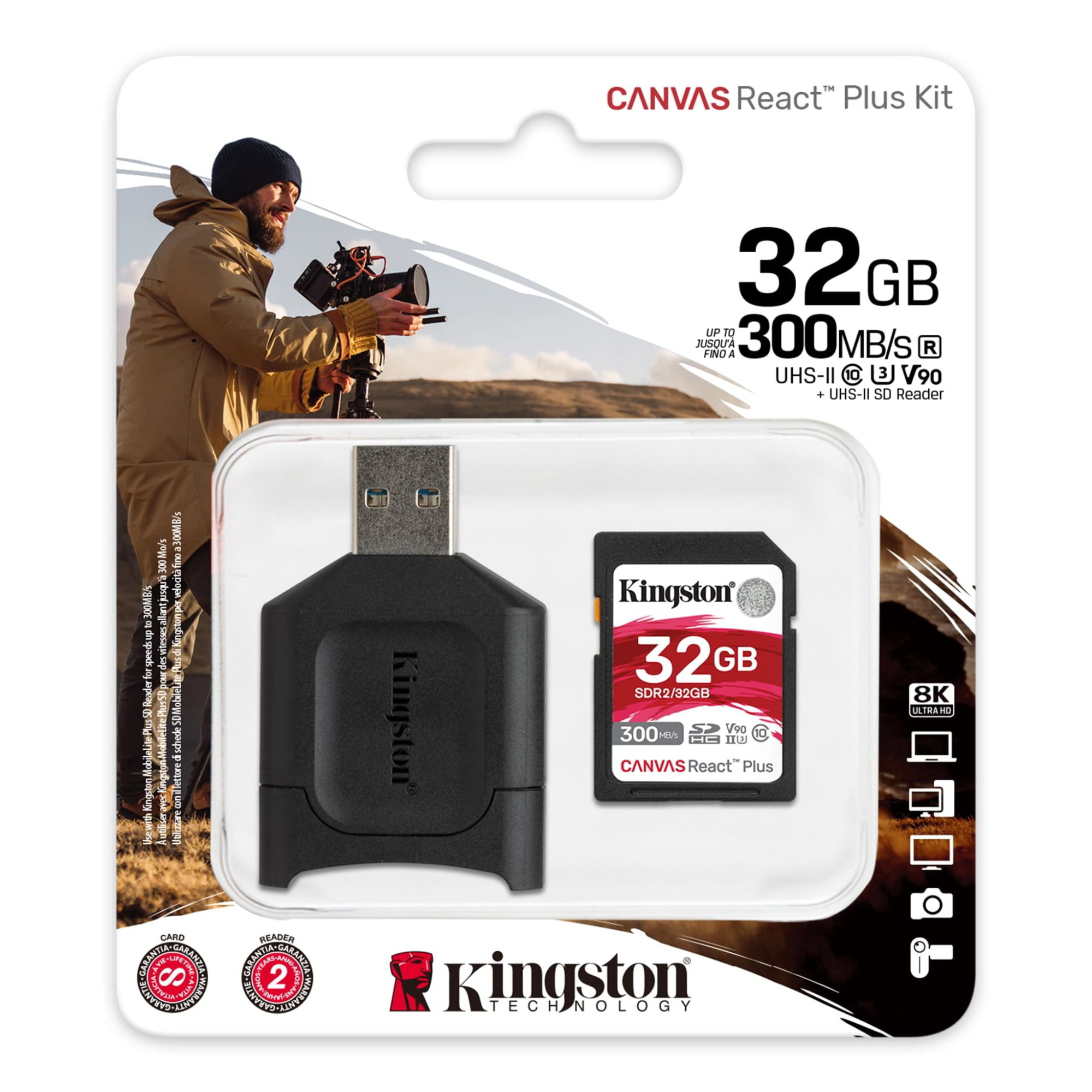 Kingston 32GB SD Canvas React Plus (SDHC Class 10 UHS-II U3) (MLPR2/32GB) memória kártya ...