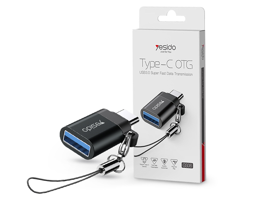YESIDO USB - USB Type-C OTG adapter - YESIDO GS06 USB 3.0 Super Data Transmission - fekete ...