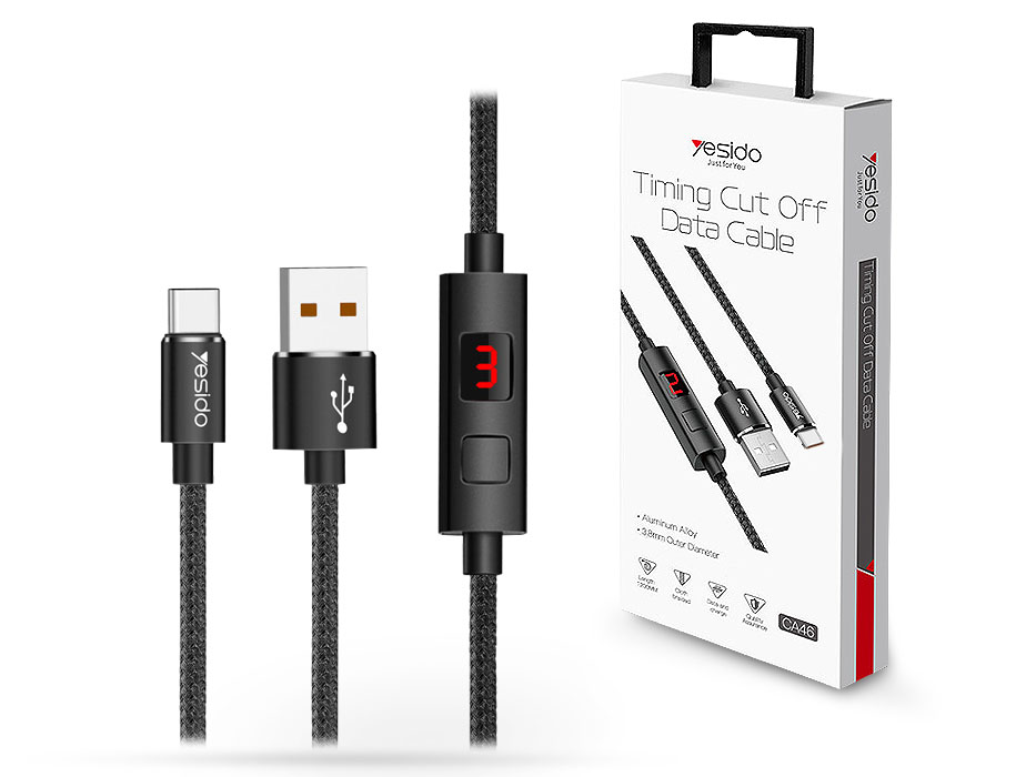 YESIDO USB - USB Type-C adat- és töltőkábel 1,2 m-es vezetékkel - YESIDO CA46 Type-C Timing Cut ...