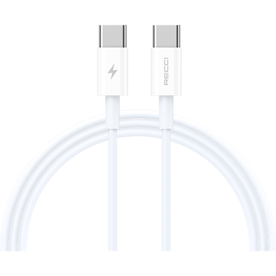 RECCI RS06CC TypeC-TypeC 65W gyorstöltő kábel, fehér - 1m - bevachip.hu